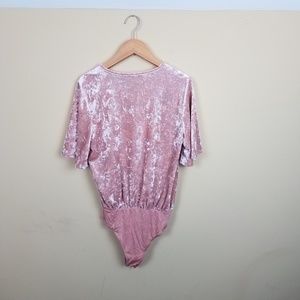 Know One Cares | Tops | Know One Cares Blush Pink Velvet Bodysuit ...